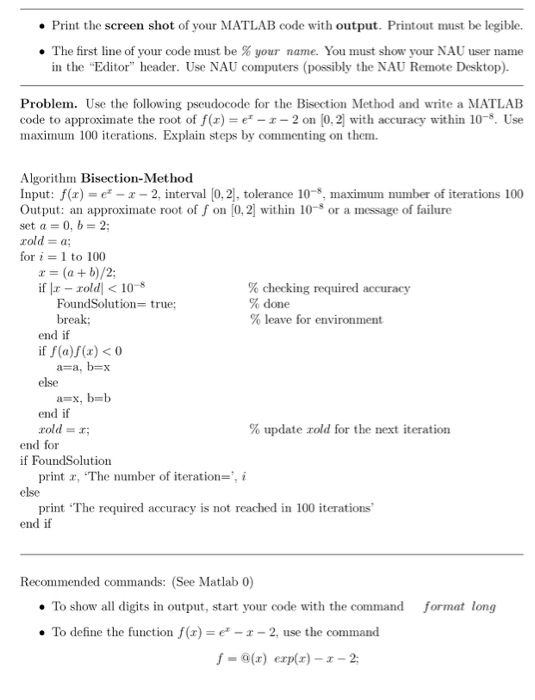 Solved Print the screen shot of your MATLAB code with | Chegg.com