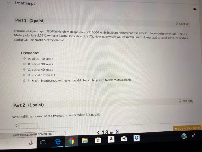 Solved 1st attempt Part 1 (1 point) See Hint Assume real per | Chegg.com