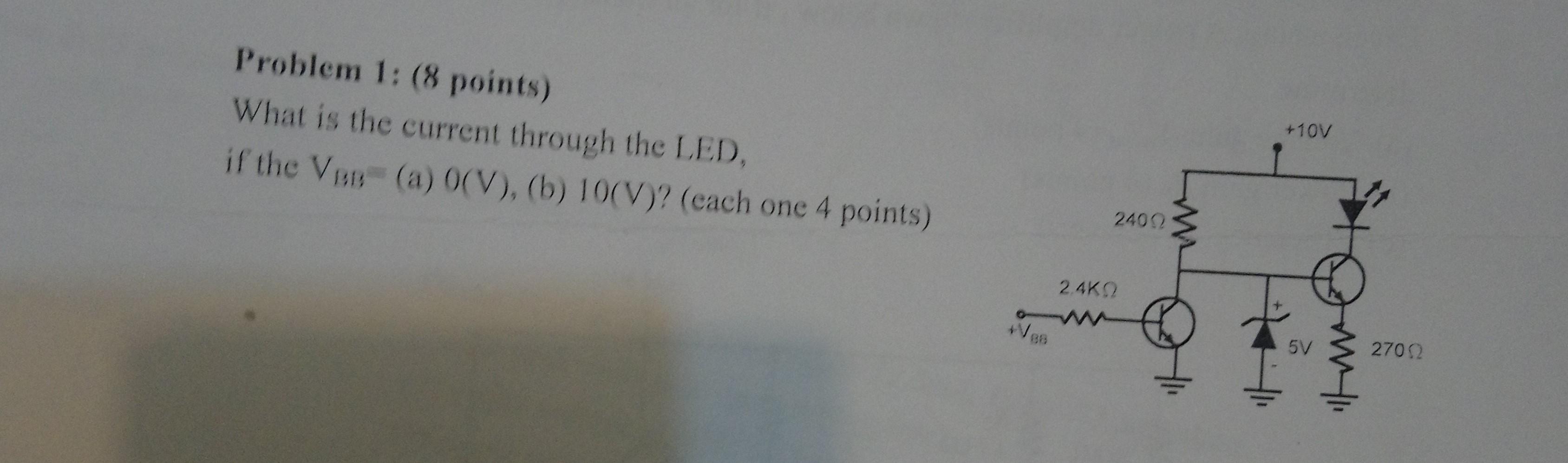 Solved Problem 1: (8 points) What is the current through the | Chegg.com