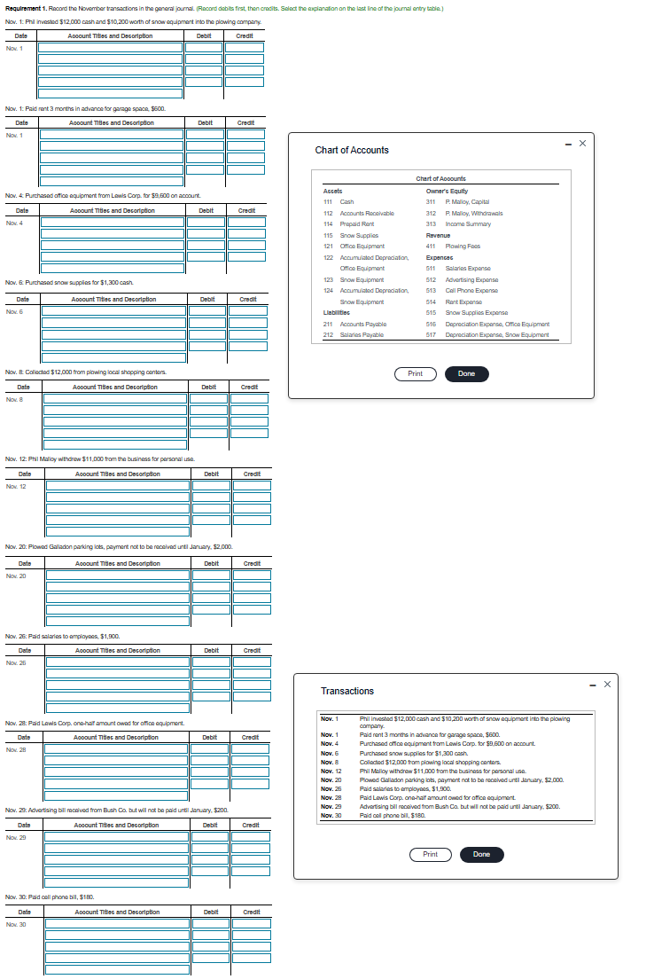 Solved Chart of Accounts Transactions | Chegg.com