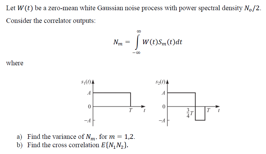 Solved Let W(t) ﻿be a zero-mean white Gaussian noise process | Chegg.com