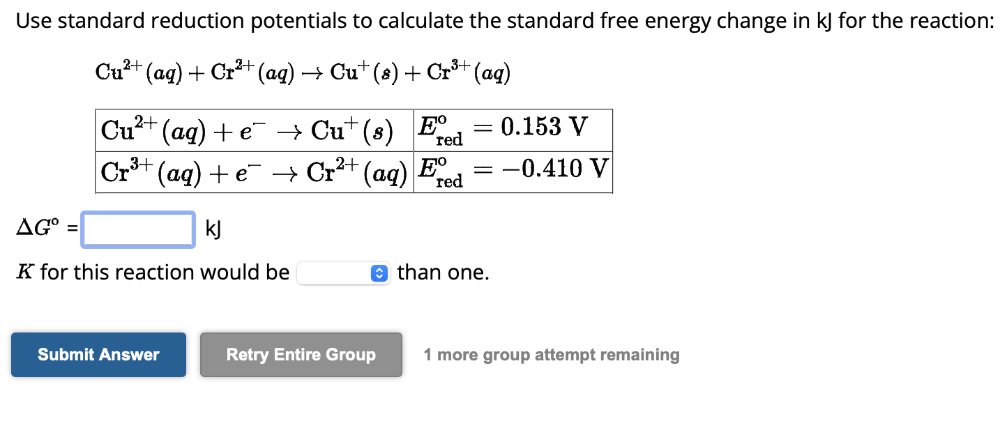 Solved Use Standard Reduction Potentials To Calculate The