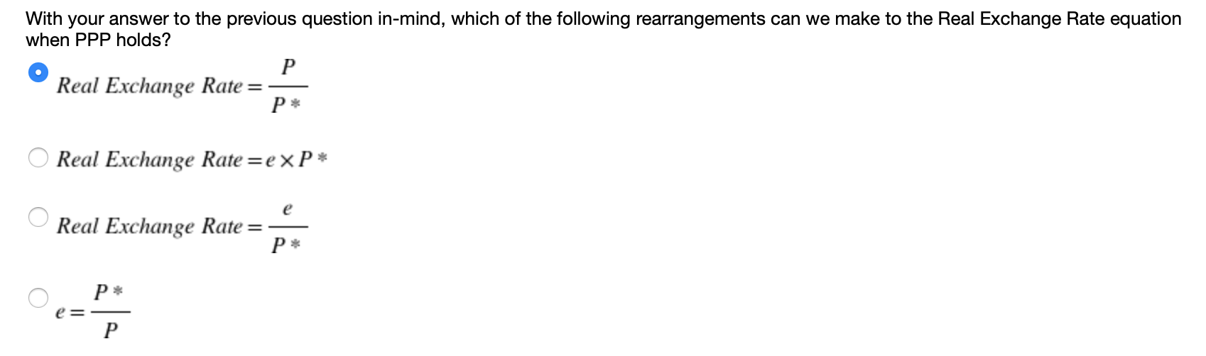 Solved Consider the equation that defines the real exchange | Chegg.com