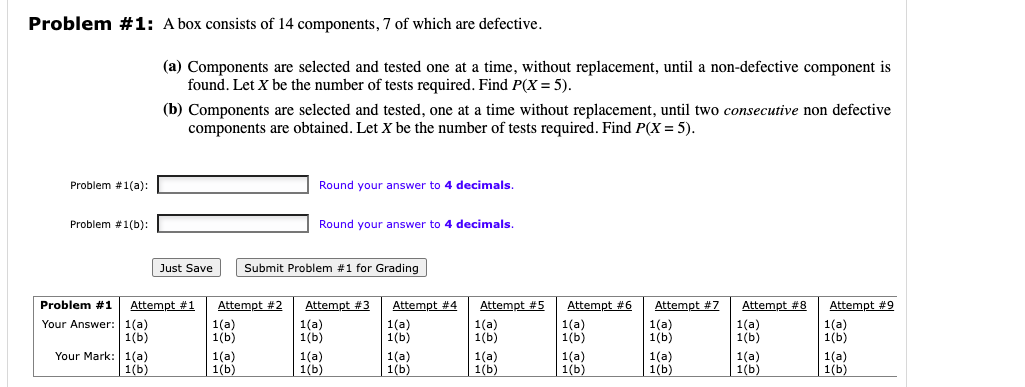 Solved Problem # 1: A box consists of 14 ﻿components, 7 ﻿of | Chegg.com