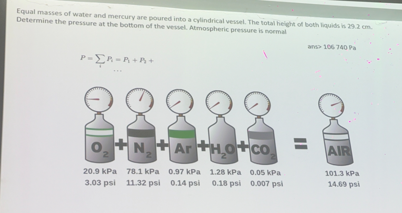 Solved Equal masses of water and mercury are poured into a | Chegg.com