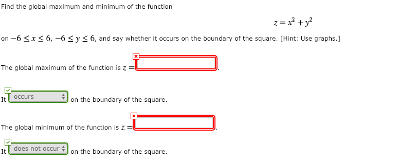 Solved Find the global maximum and minimum of the function 2 | Chegg.com