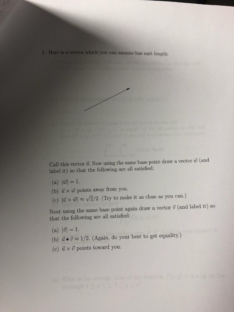 Solved 1. Here is a vector which you can assume has unit | Chegg.com