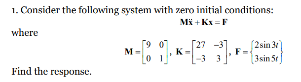 Solved 1. Consider the following system with zero initial | Chegg.com