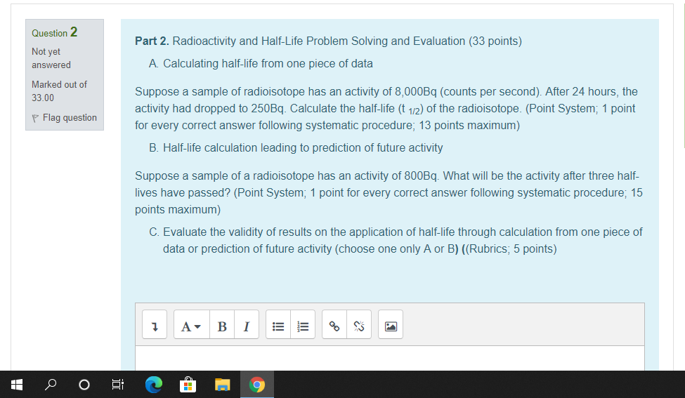 Solved Part 2. Radioactivity and Half-Life Problem Solving | Chegg.com