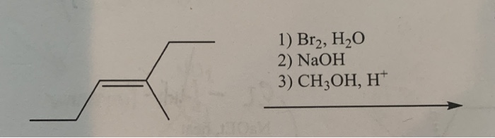 Solved 1) Br2, H2O 2) NaOH 3) CH3OH, H | Chegg.com
