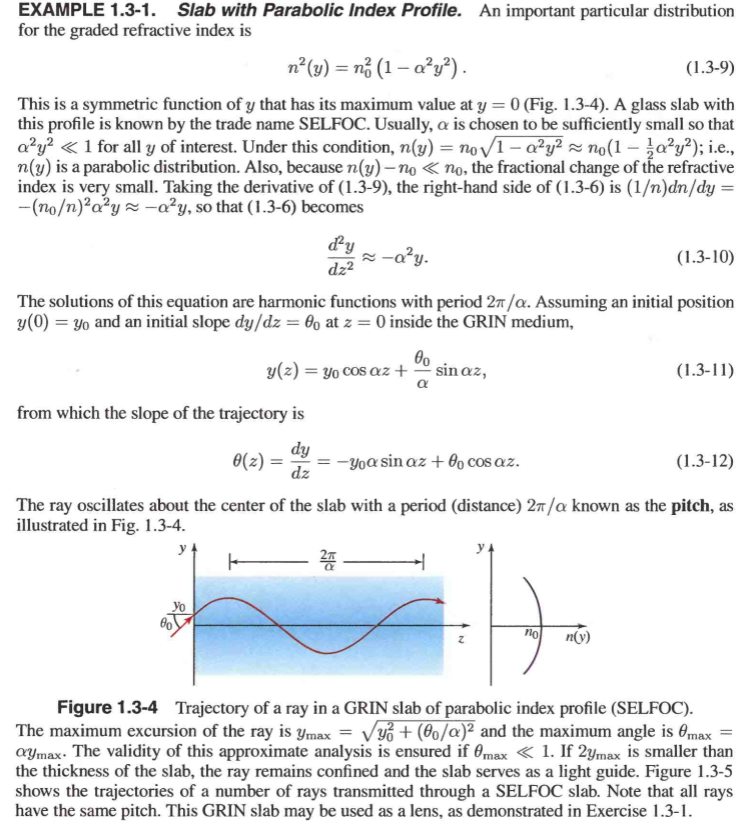 EXAMPLE 1.3-1. Slab with Parabolic Index Profile. An | Chegg.com