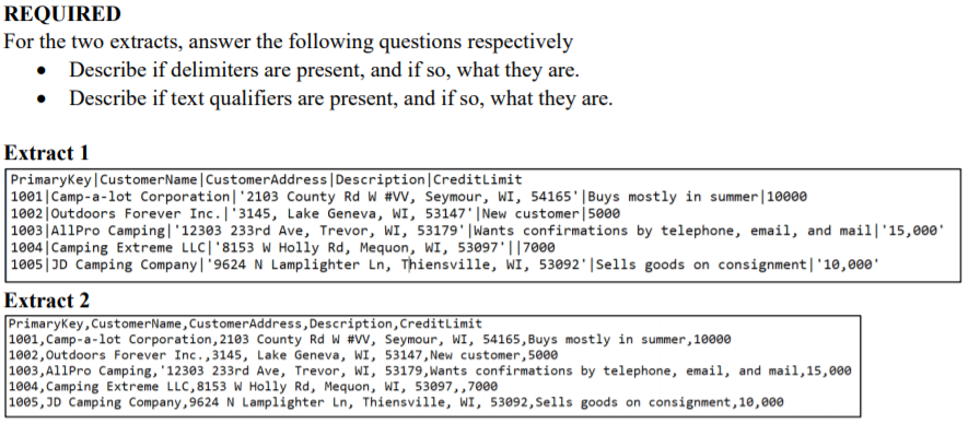 Solved REQUIRED For the two extracts, answer the following | Chegg.com