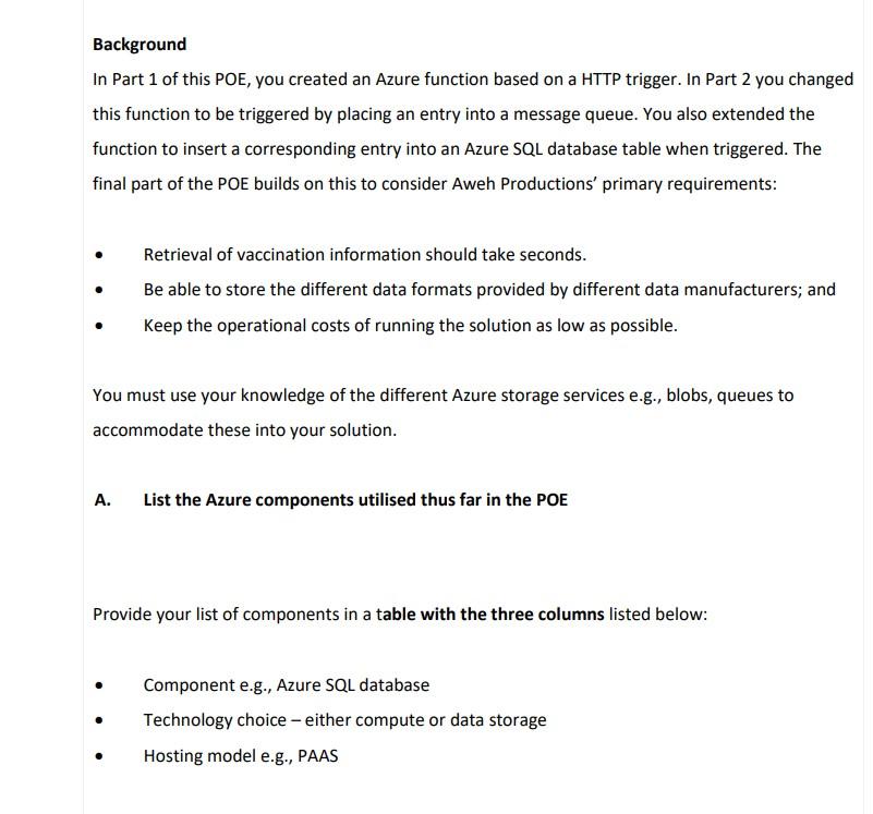 Background In Part 1 of this POE, you created an | Chegg.com