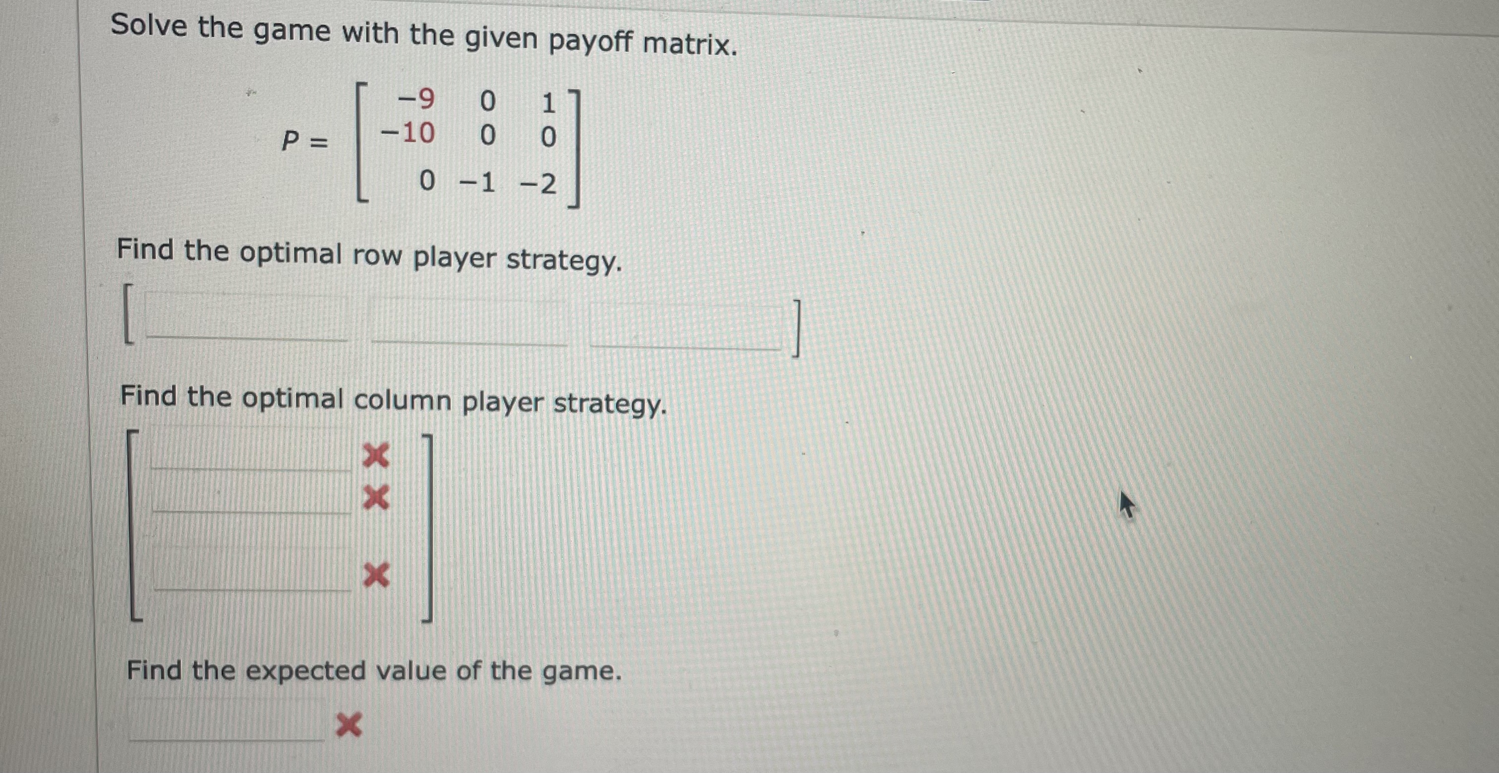 Solved Solve the game with the given payoff | Chegg.com