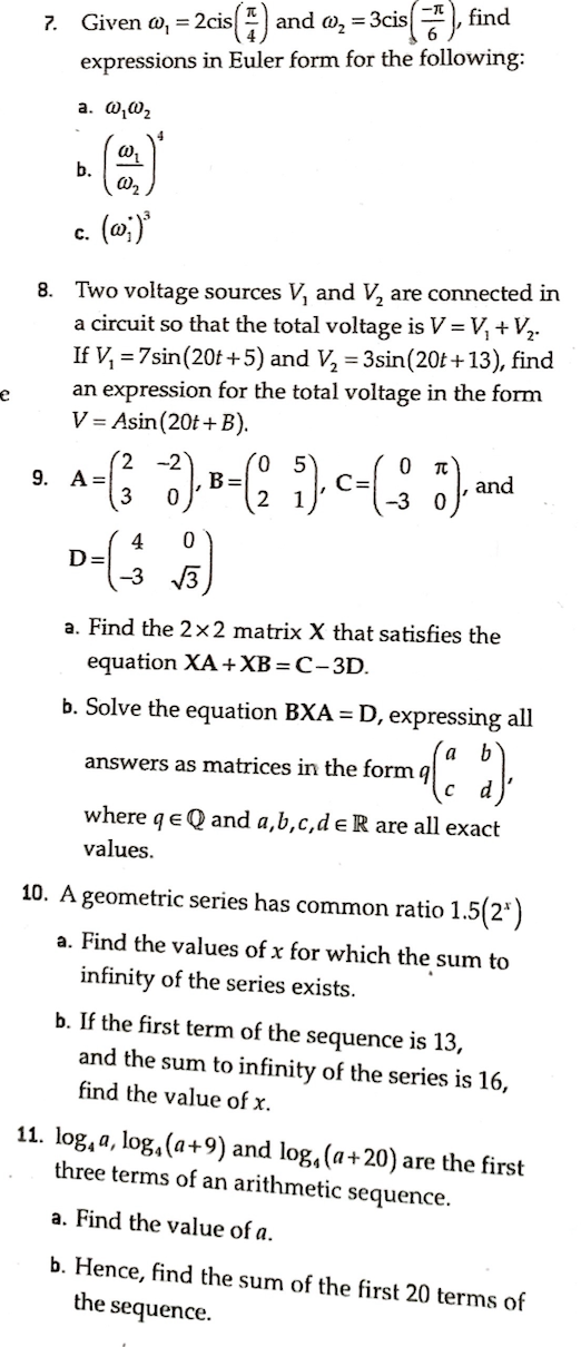 Solved 7. Given ω1=2cis(4π) and ω2=3cis(6−π), find | Chegg.com