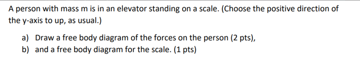 Solved A person with mass m is in an elevator standing on a | Chegg.com