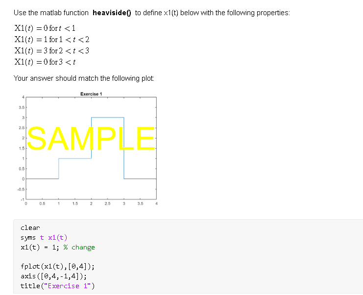 Solved Use the matlab function heavisided to define x1(t) | Chegg.com