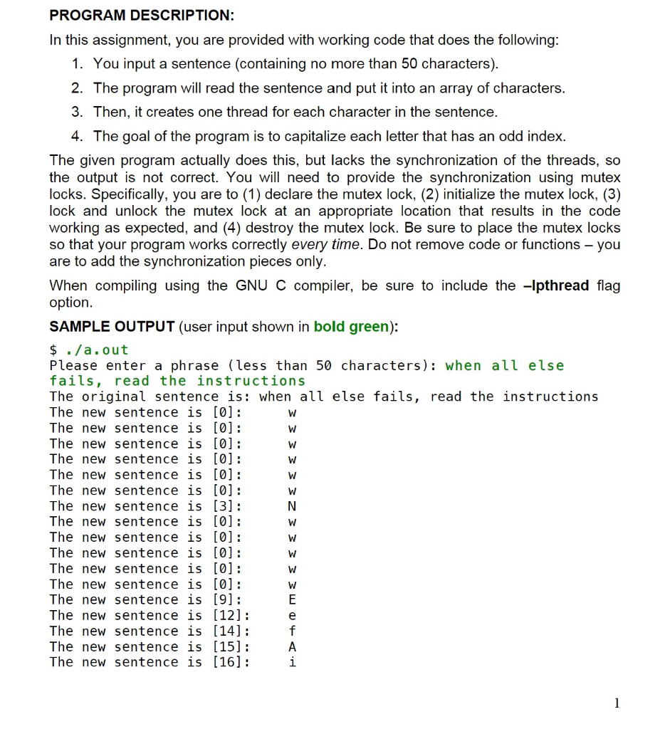 Solved PROGRAM DESCRIPTION: In this assignment, you are | Chegg.com
