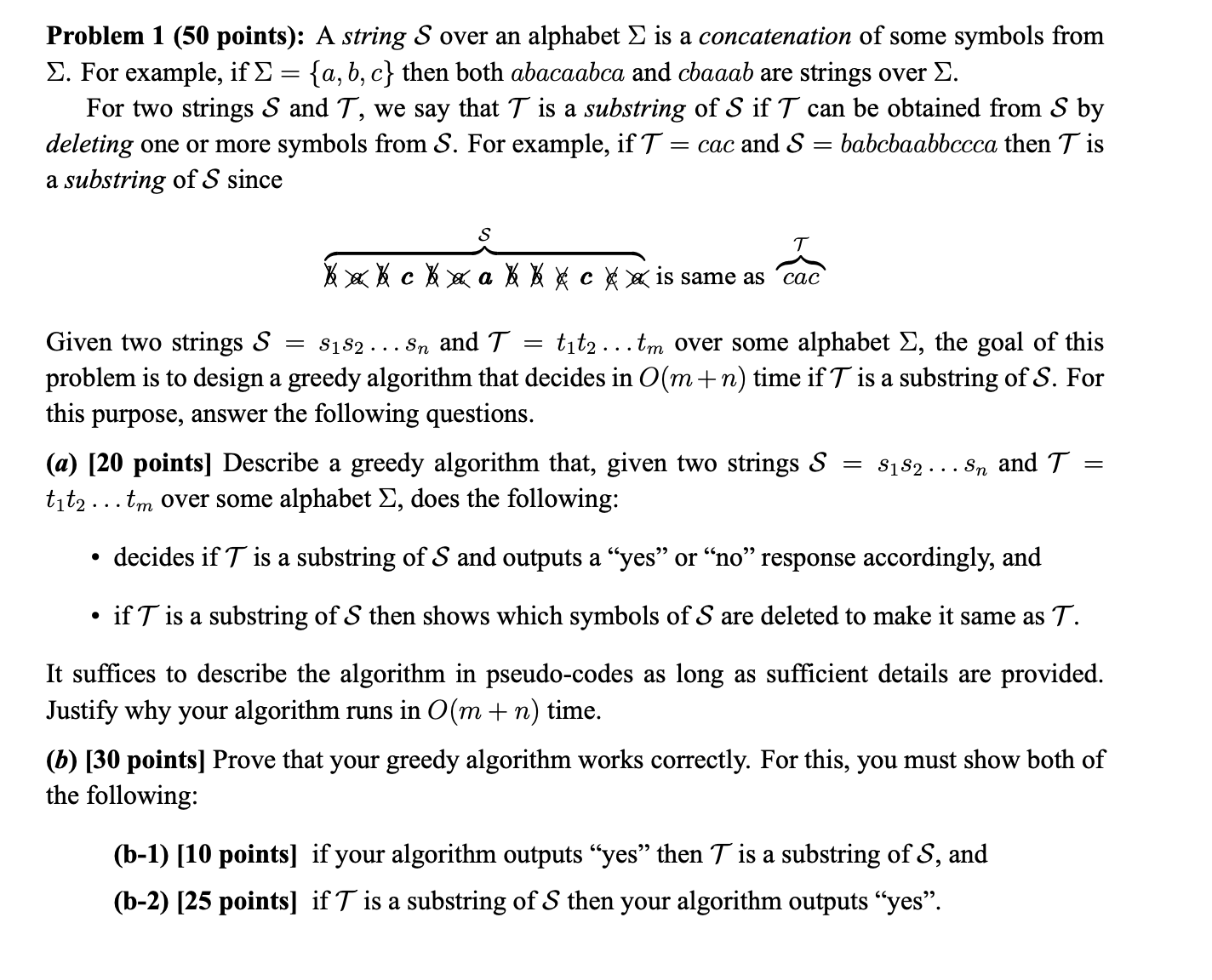 Solved Problem 1 50 Points A String S Over An Alphabet Σ 