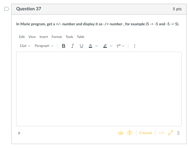 Solved In Marie program, get a +/- number and display it as | Chegg.com