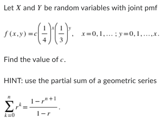 Solved Let x ﻿and Y ﻿be random variables with joint | Chegg.com