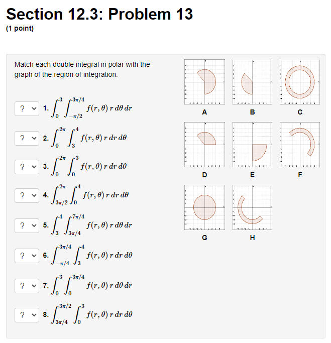 Solved Section 12.3: Problem 13 (1 point) Match each double | Chegg.com