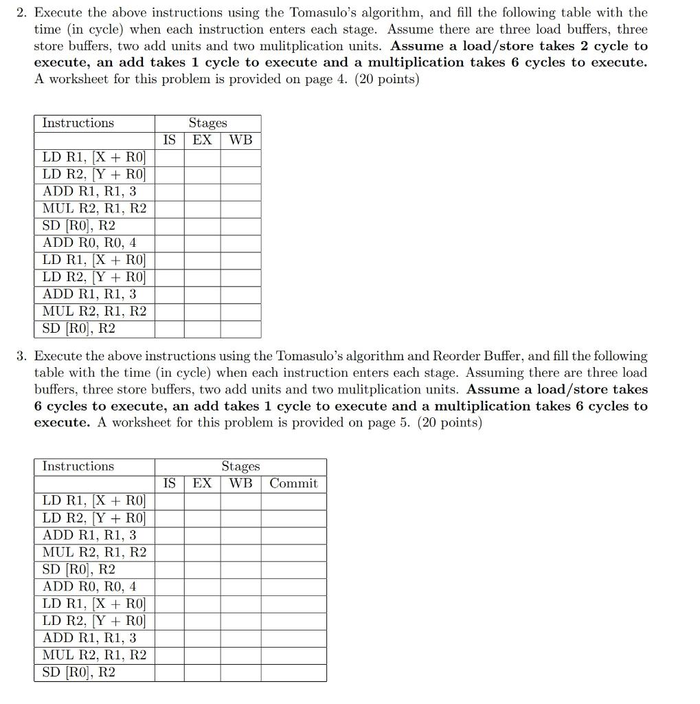1 Out-of-order Execution (60 points) Consider the | Chegg.com