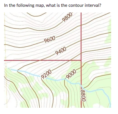 Solved In the following map, what is the contour | Chegg.com