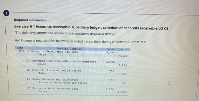 Solved Required information Exercise 9-1 Accounts receivable | Chegg.com