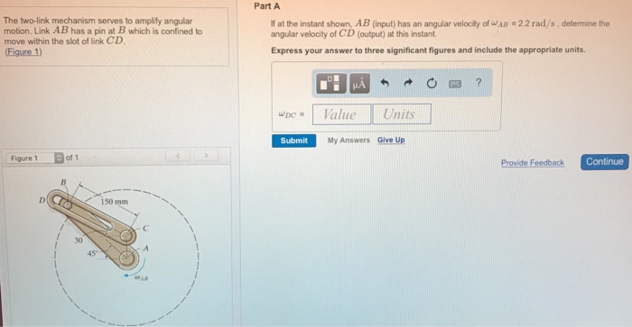 Solved Part A The two-link mechanism serves to amplify | Chegg.com