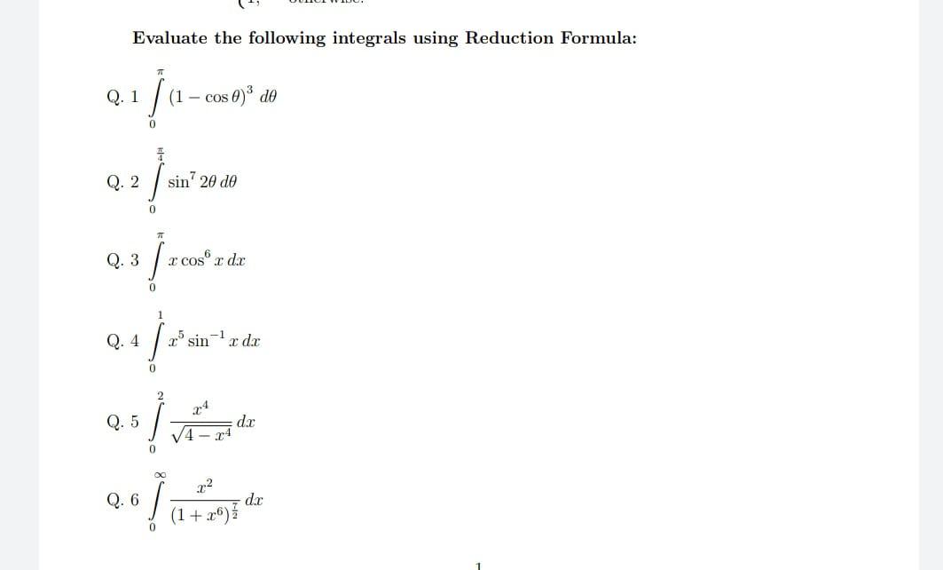 Solved Evaluate the following integrals using Reduction | Chegg.com