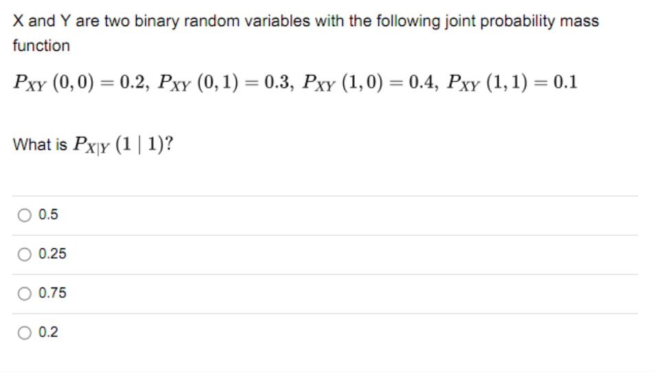 Solved X and Y are two binary random variables with the | Chegg.com