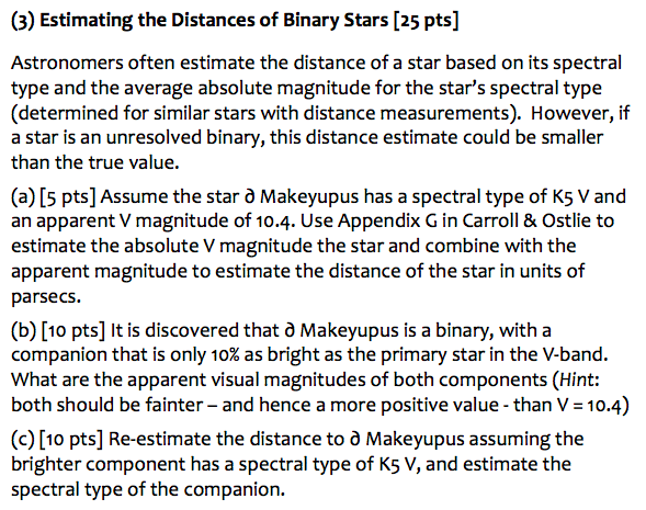 Solved (3) Estimating the Distances of Binary Stars [25 pts] | Chegg.com