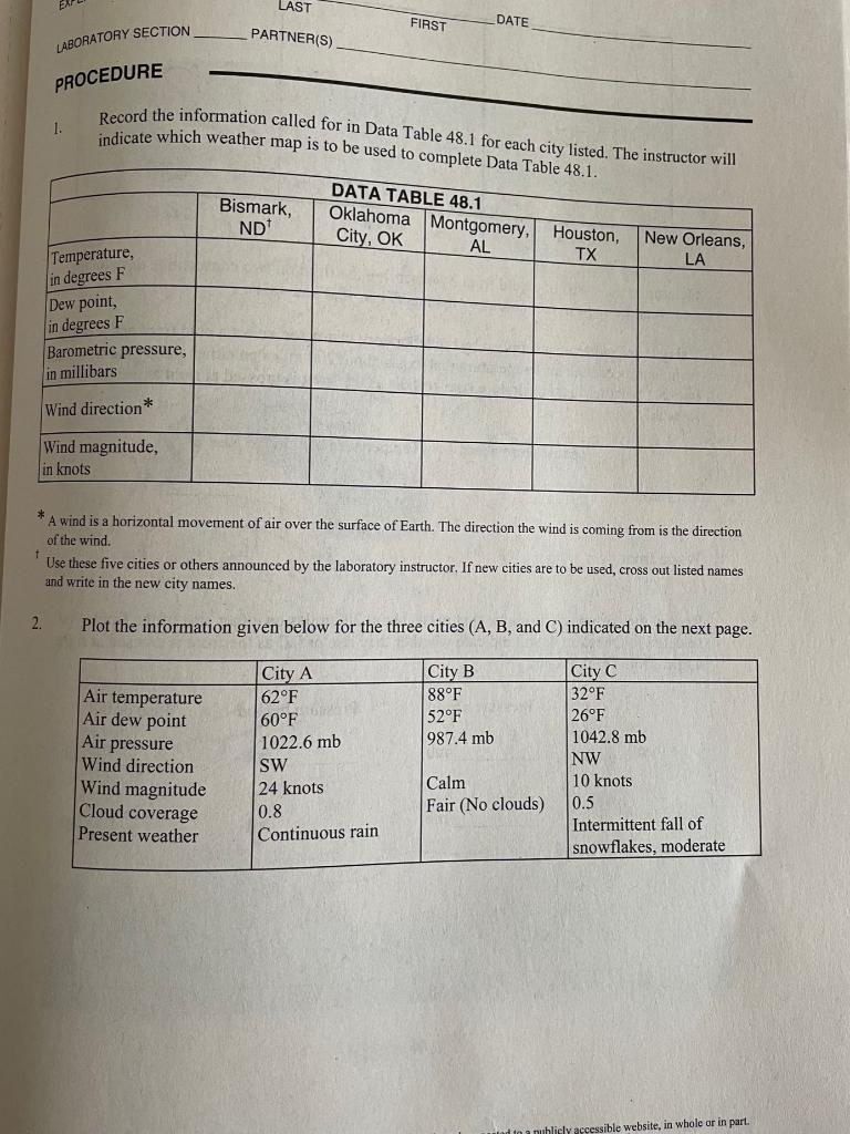 Solved Experiment 48 326 City A City B City C 3. Determine | Chegg.com