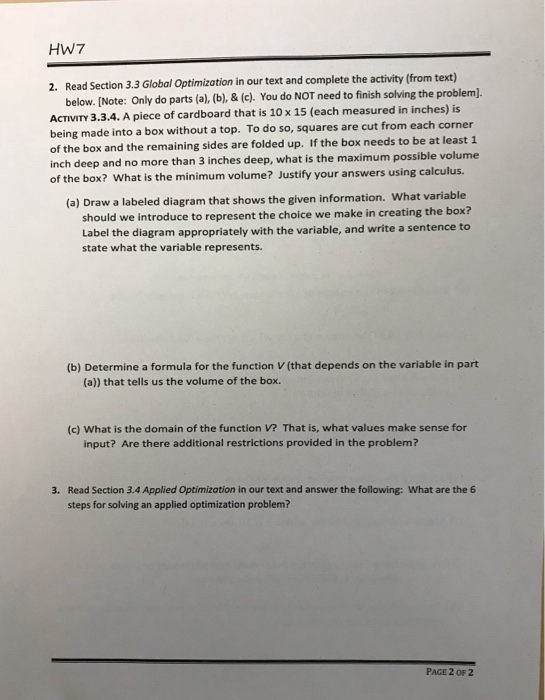 Solved HW7 2. Read Section 3.3 Global Optimization in our | Chegg.com