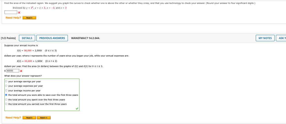 Solved Enclosed by y=3x,y=x+3,x=−3, and x=3 he [2 Points] | Chegg.com