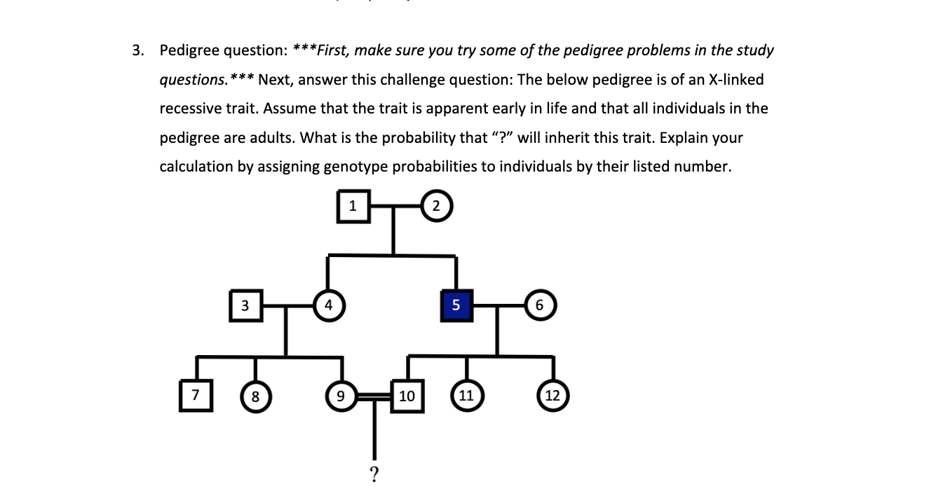 Solved Pedigree question: ***First, make sure you try some | Chegg.com