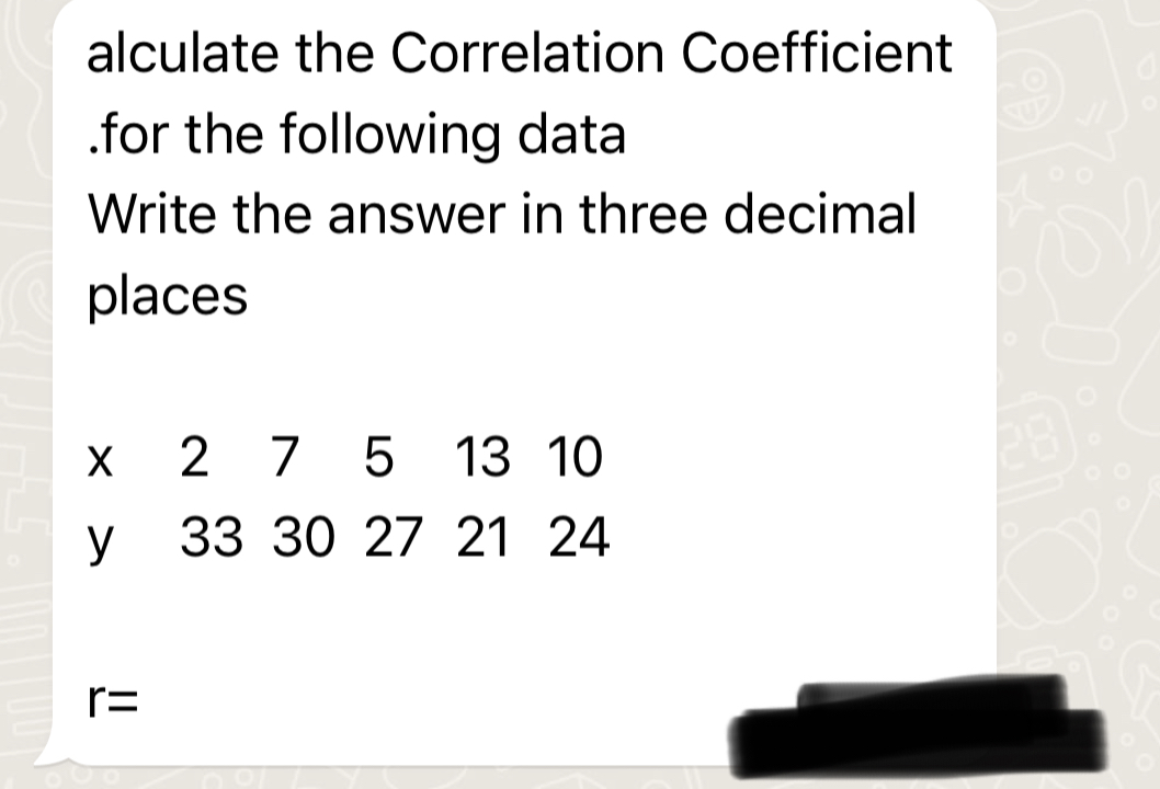 Solved alculate the Correlation Coefficient .for the | Chegg.com