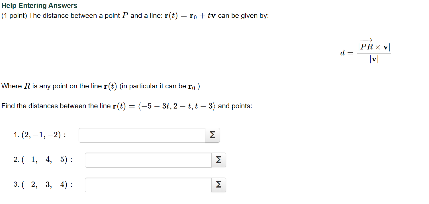 Solved Help Entering Answers (1 point) The distance between | Chegg.com