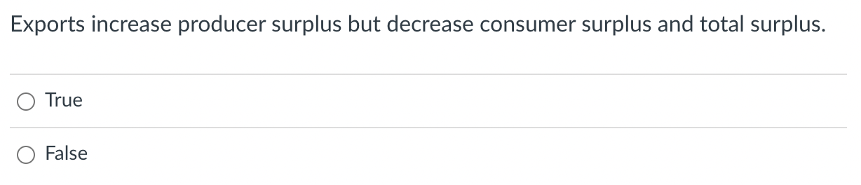 Solved Exports increase producer surplus but decrease | Chegg.com