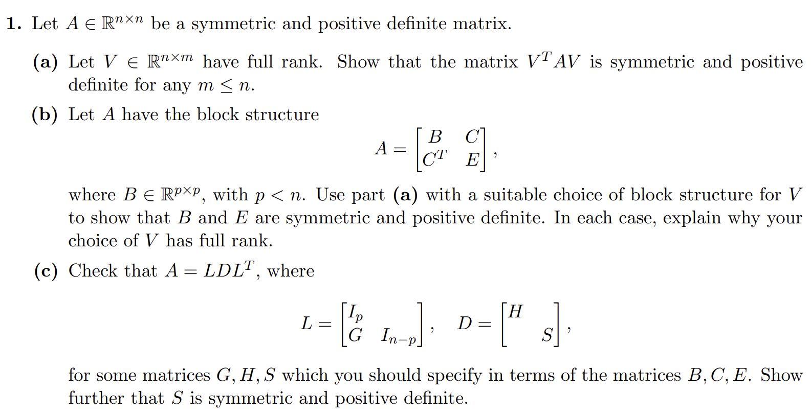 Solved 1. Let AERNXn be a symmetric and positive definite | Chegg.com