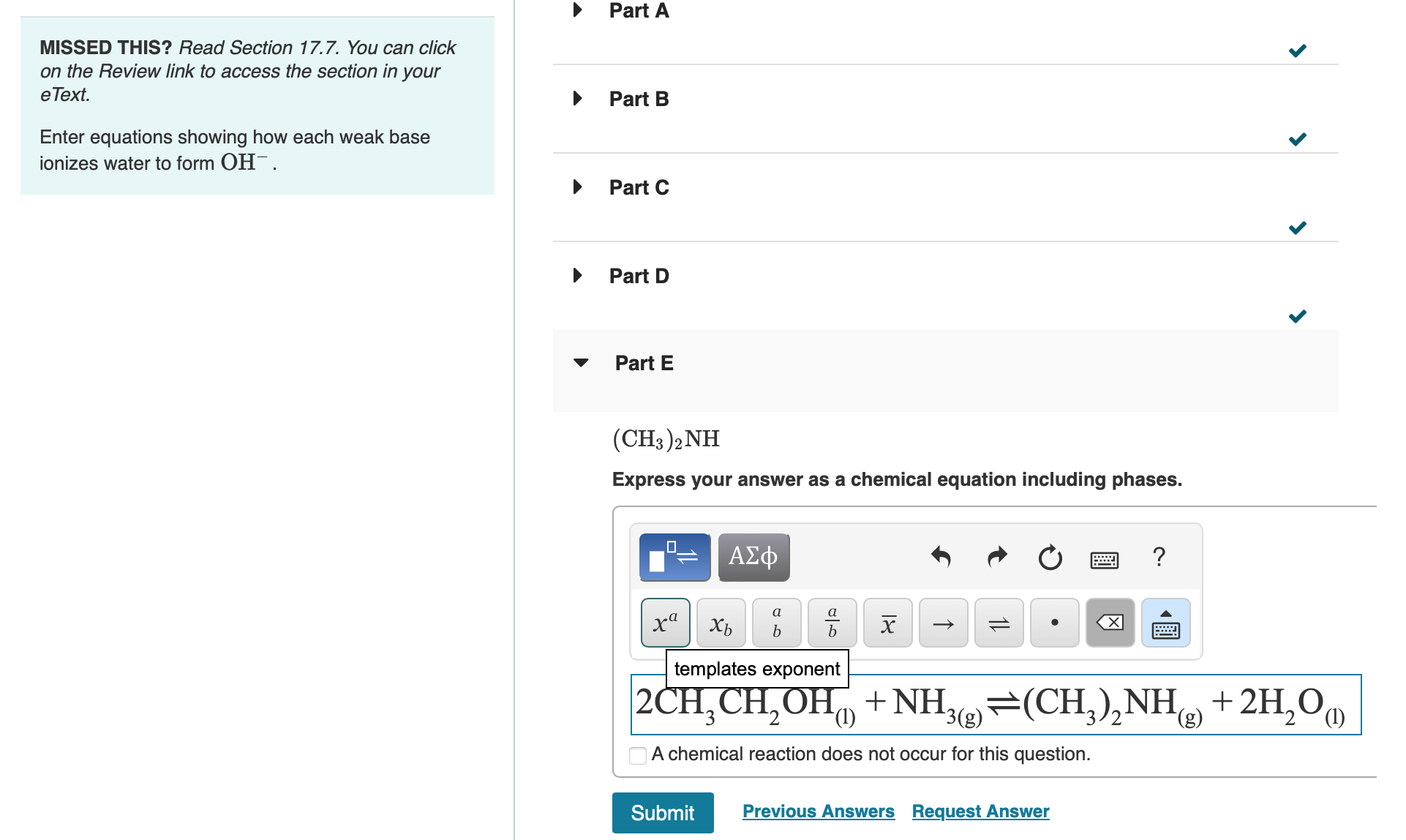 Solved MISSED THIS? Read Section 17.7. You can click on the | Chegg.com