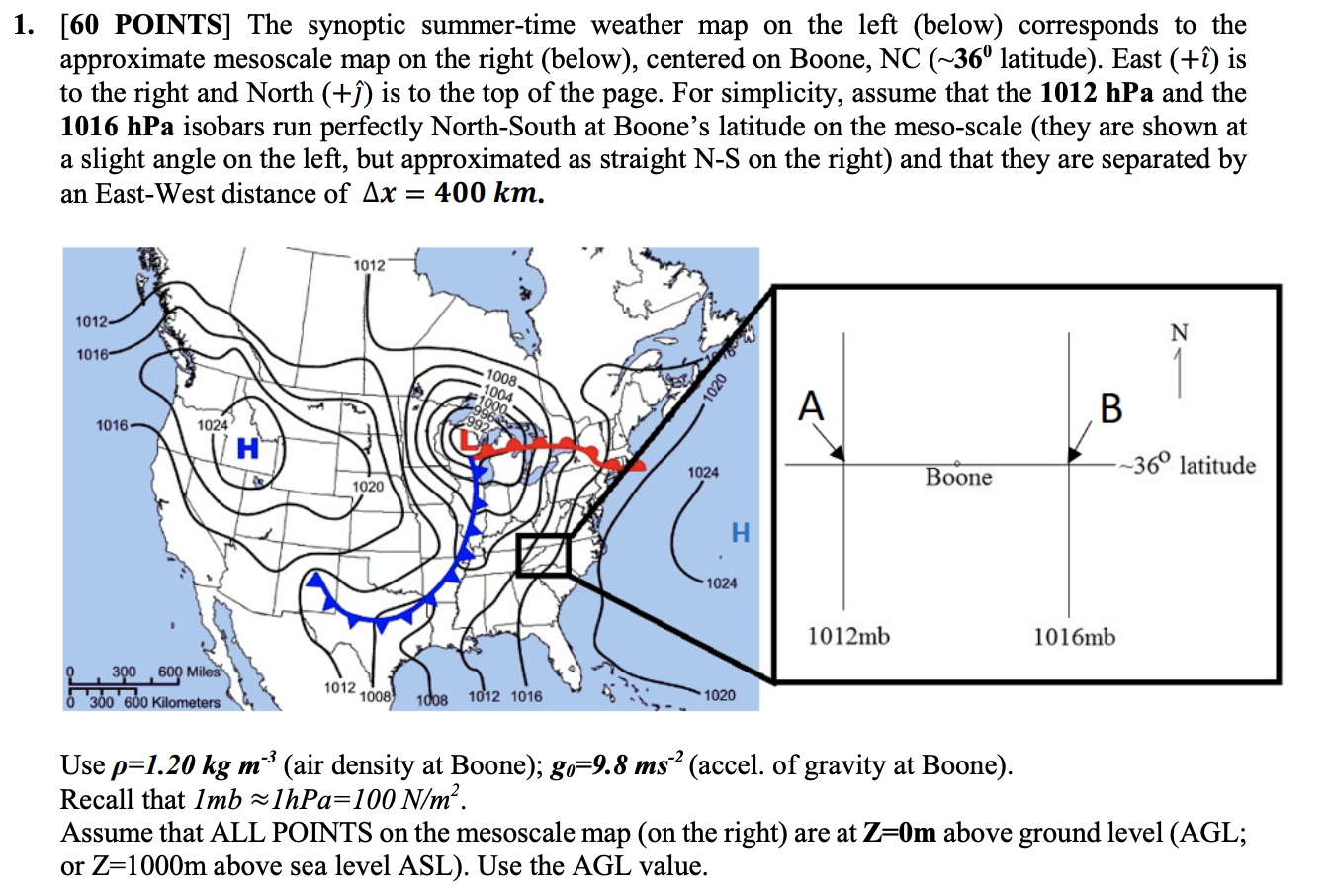 1. [60 POINTS] The synoptic summer-time weather map | Chegg.com