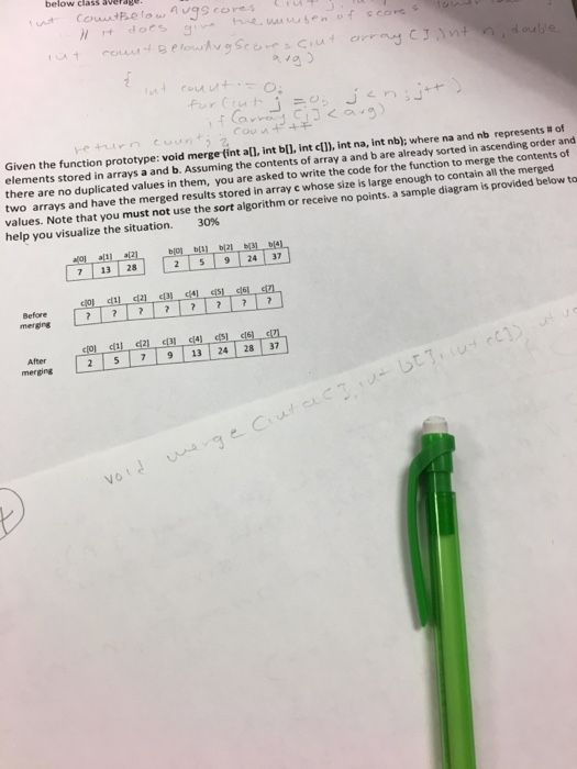 Solved Given the function prototype: void merge(int a[], int | Chegg.com