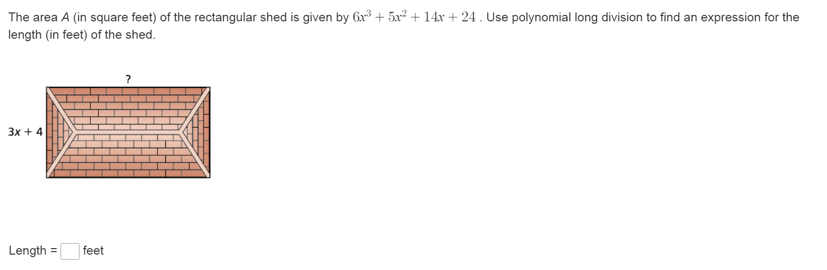 Solved The area A (in square feet) of the rectangular shed | Chegg.com