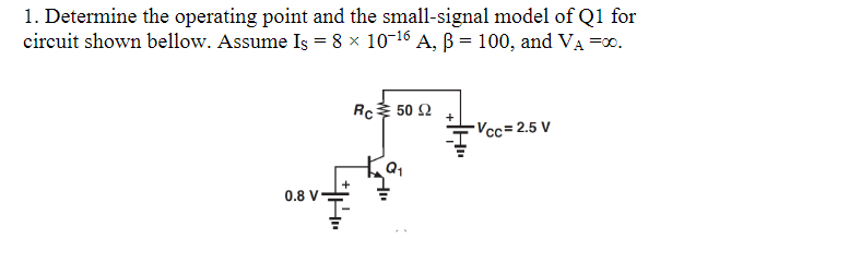 Solved Determine the operating point and the small-signal | Chegg.com
