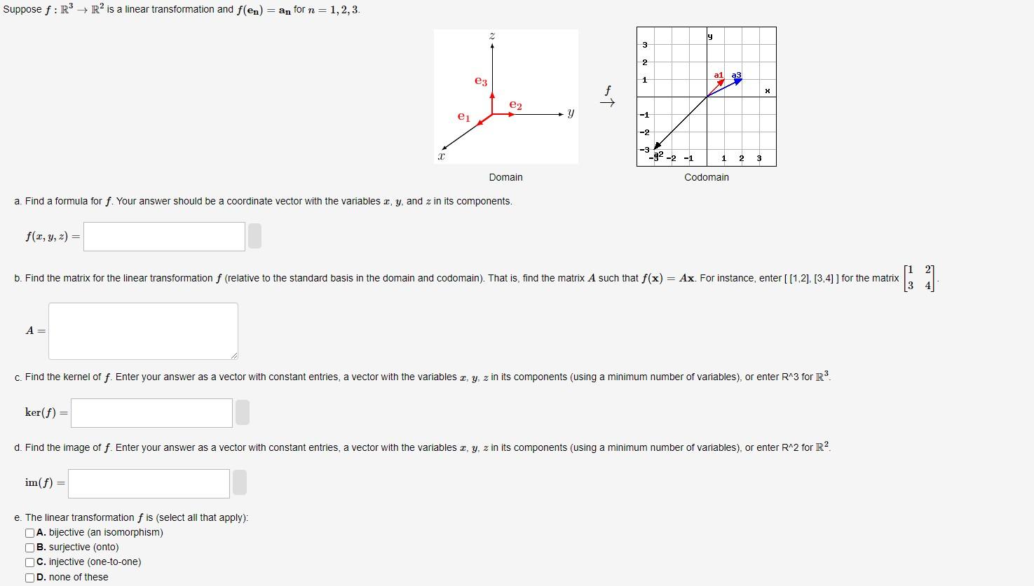 Solved Suppose f:R3→R2 is a linear transformation and | Chegg.com