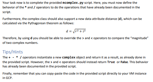 Solved IN PYTHON PROVIDED SCRIPT: class complex: | Chegg.com