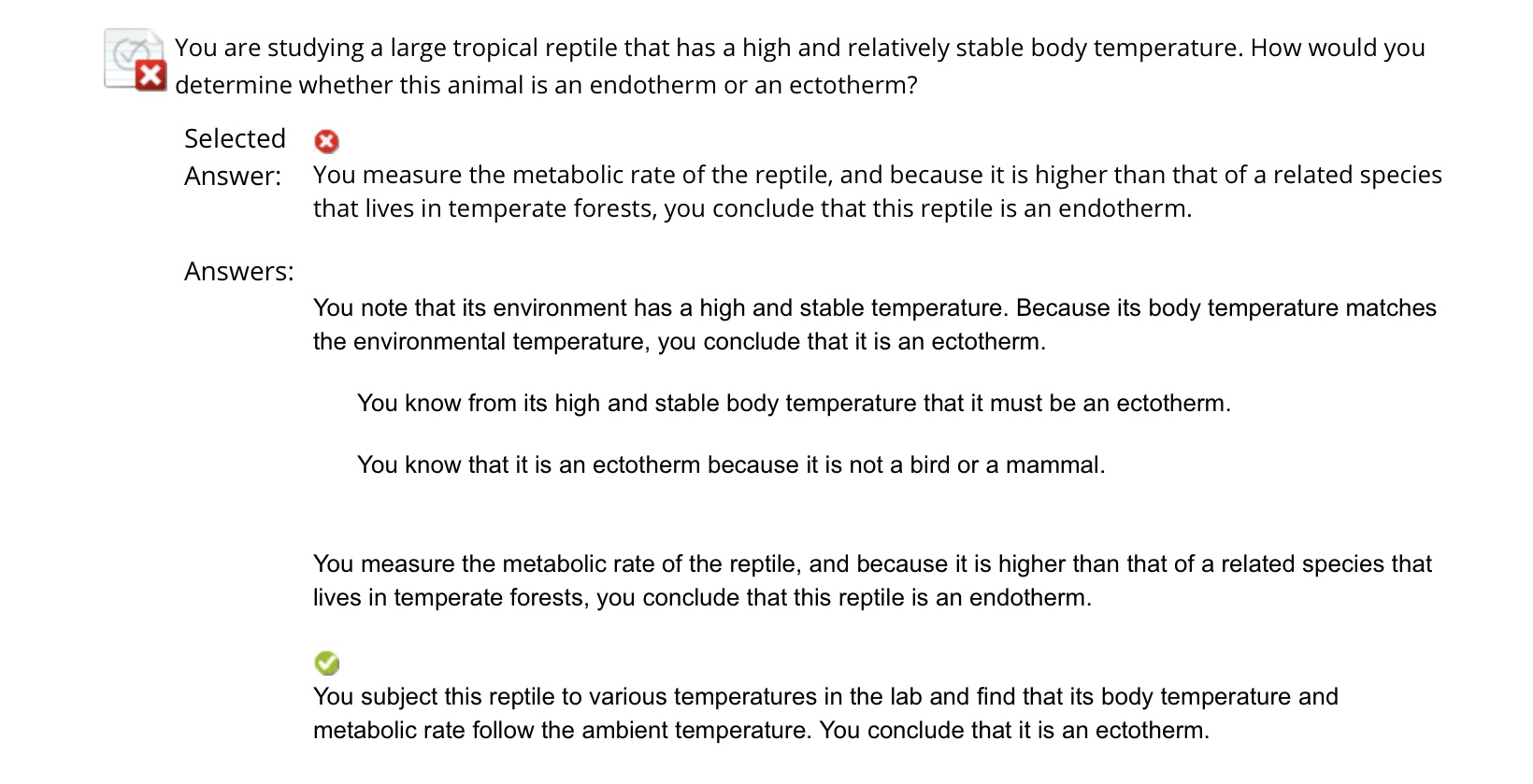 Solved Can you please explain why the wrong answer(red X) is | Chegg.com