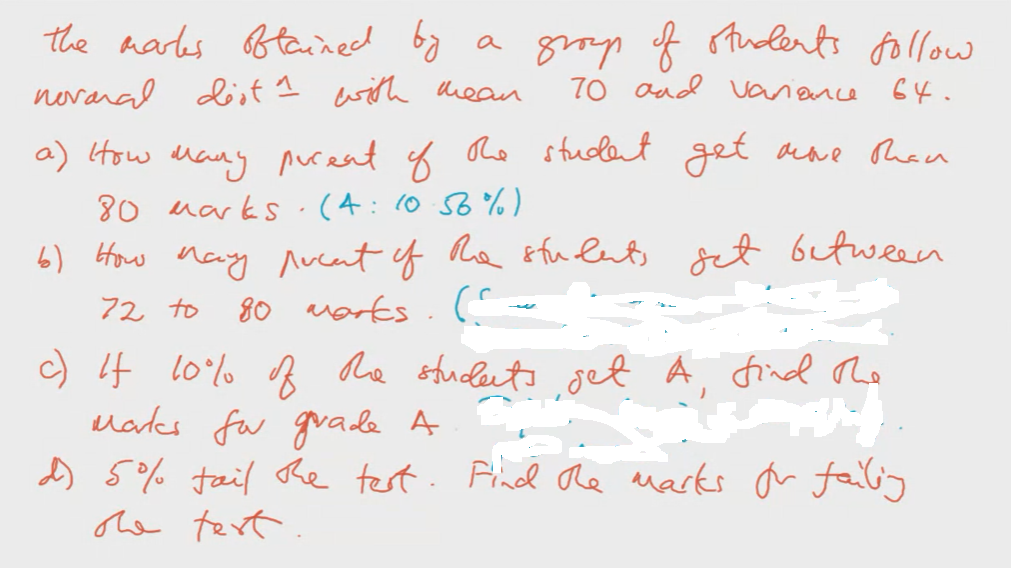 Solved the markes obtained by a group of students follow | Chegg.com